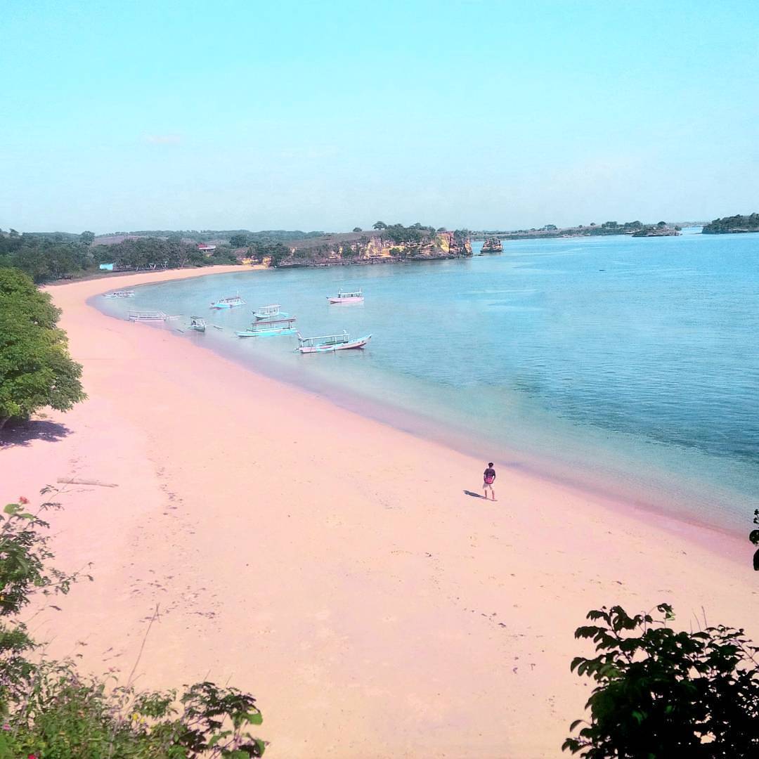 Tangsi Beach With color of sand is pink (Pink Beach) East Lombok