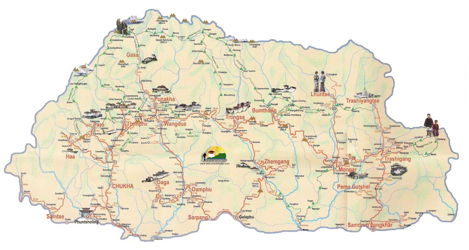 Bhutan - Peta geografis Bhutan - Geografia Total™