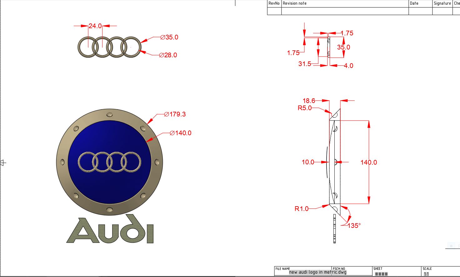 AUTOCAD NETWORK: Audi 3D logo