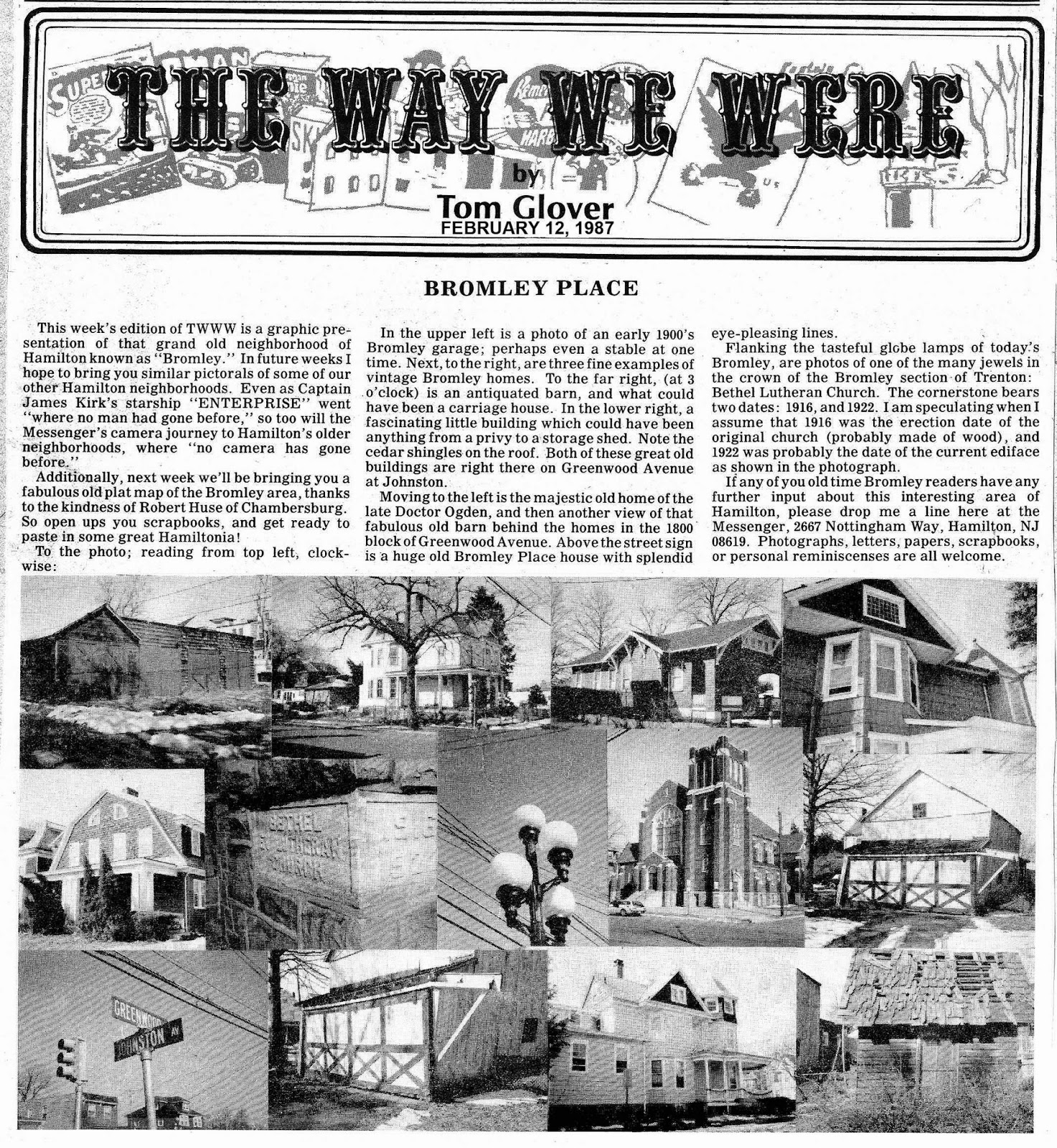 TOM GLOVER'S HAMILTON LIBRARY SCRAPBOOK: LOCAL HISTORY WITH A PERSONAL ...