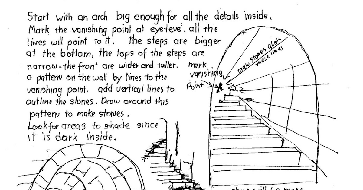 How to Draw Worksheets for The Young Artist: How To Draw Stone Stairs ...