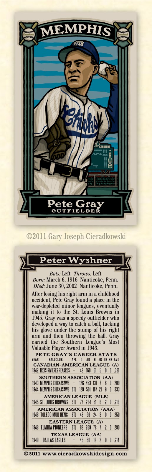 The Infinite Baseball Card Set: 81. Pete Gray: Single-Handedly ...