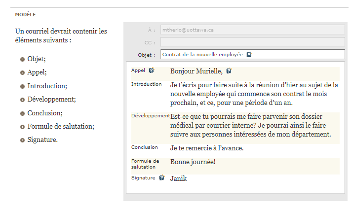FLE en vrac!: Courriel - un modèle