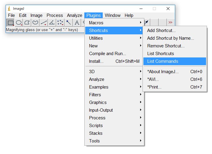 My imageJ: แสดง Command ที่สามารถใช้งานได้ในโปรแกรม ImageJ ด้วยเมนู ...
