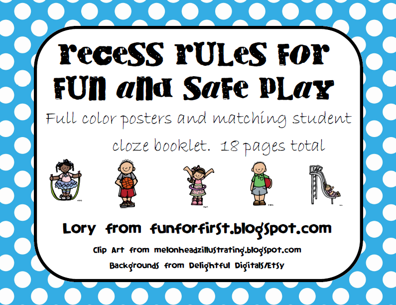 Fun For First: Big Giveaway Reminder and Recess Rules Posters