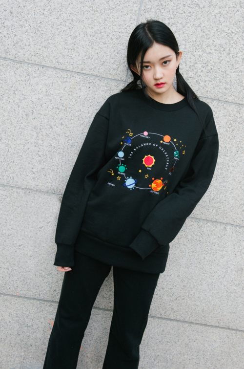 [Mixxmix] Hide and Seek Embroidered Space Theme Sweatshirt | KSTYLICK ...