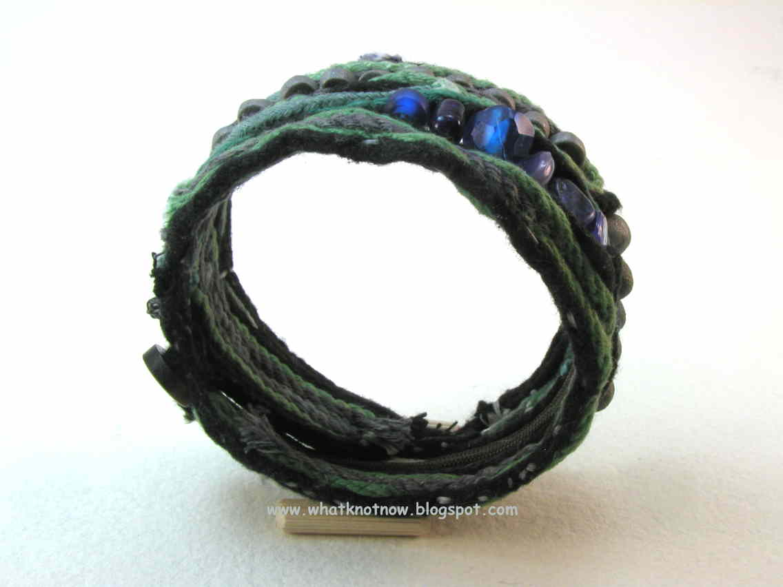 Knots and fiber bracelets: 2 button organic industrial cuff bracelet 3038
