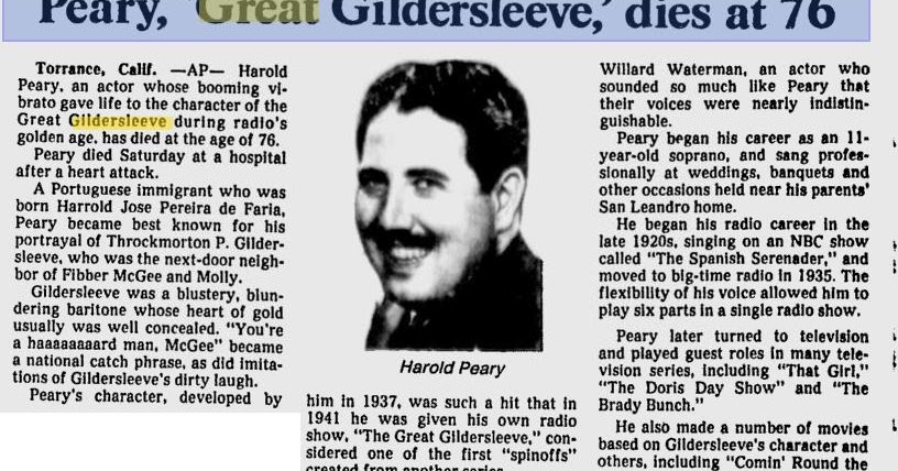 Say Hello to...: Harold (Hal) Peary