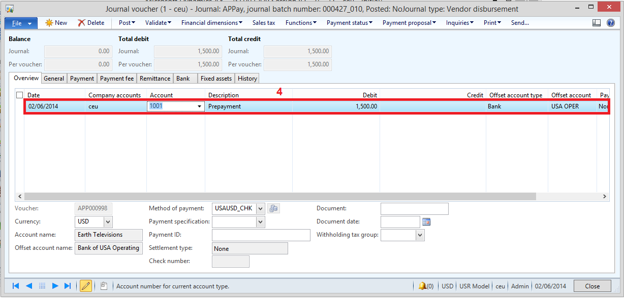 Microsoft Dynamics AX : Prepayment Setup for a Vendor Dynamics AX