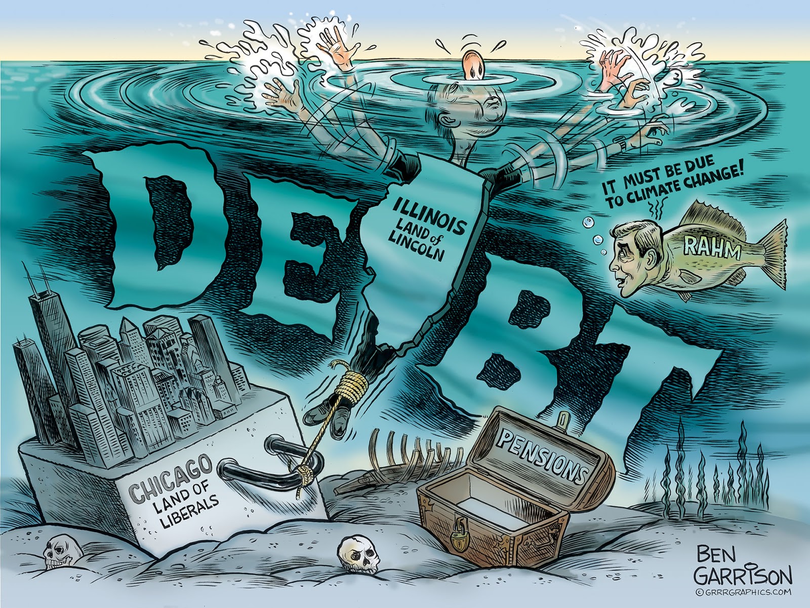 Rogue Cartoonist: "Drowning In Debt"