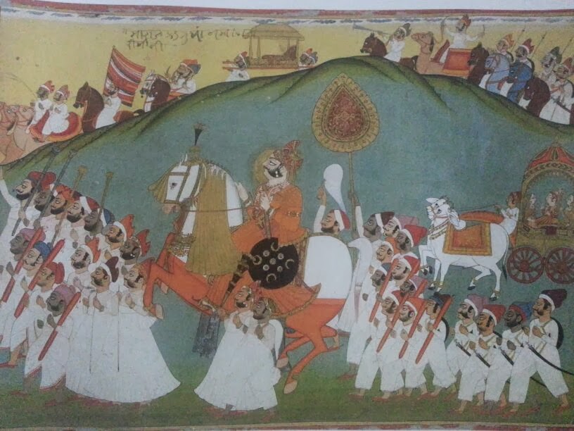 Rajputana Paintings: Maharaja Man Singh of Jodhpur in procession