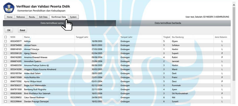 Penjelasan Menu pada Halaman Verval PD | Operator Sekolah