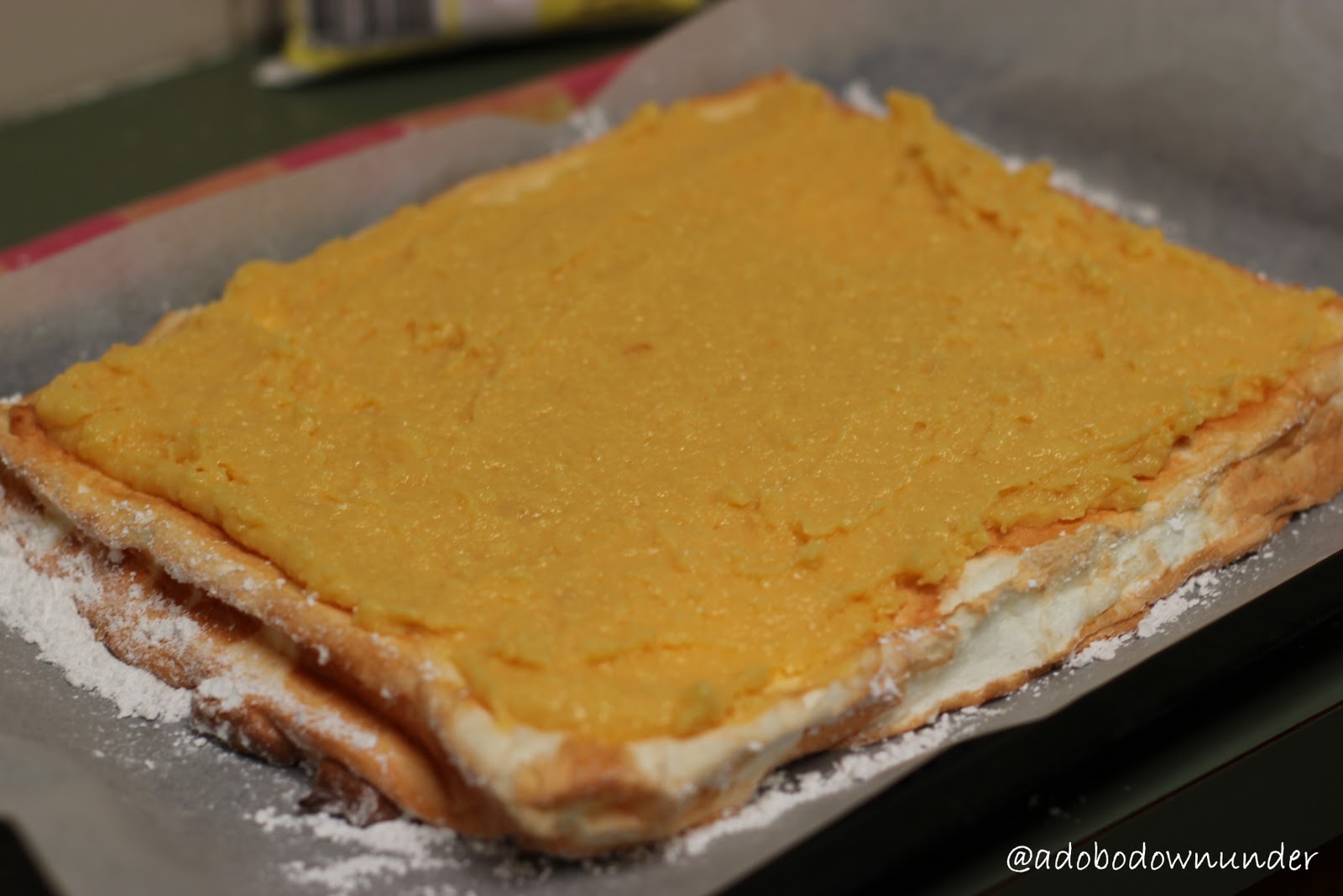 adobo down under: Brazo de Mercedes (Rolled meringue cake with custard ...