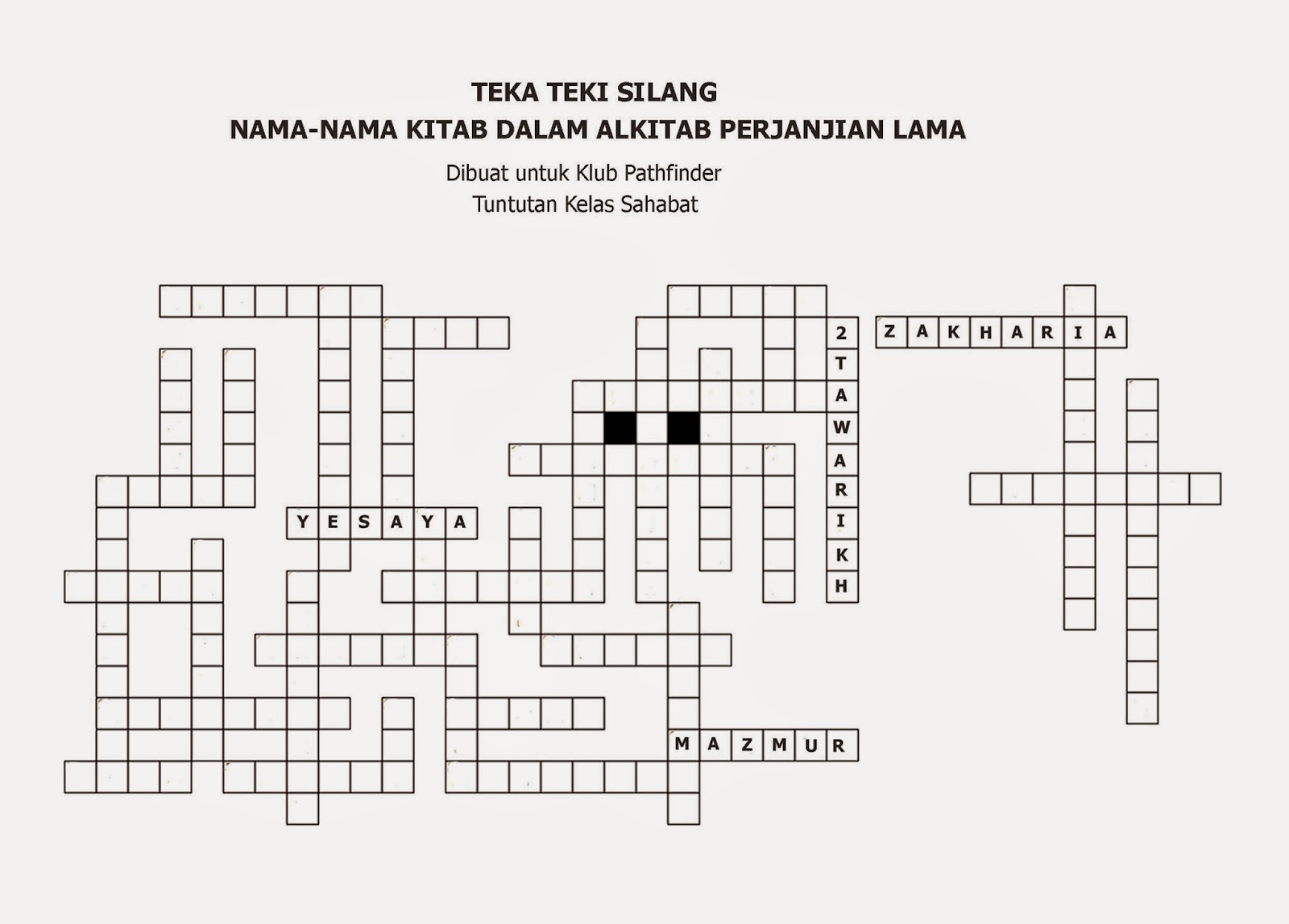 19 Teka Teki Silang Alkitab Dan Jawabannya