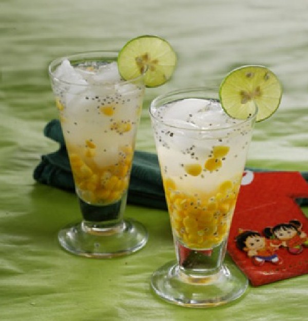 Resep dan Cara Membuat Es Jagung Manis Biji Selasih Kelapa Muda - QUDAPAN