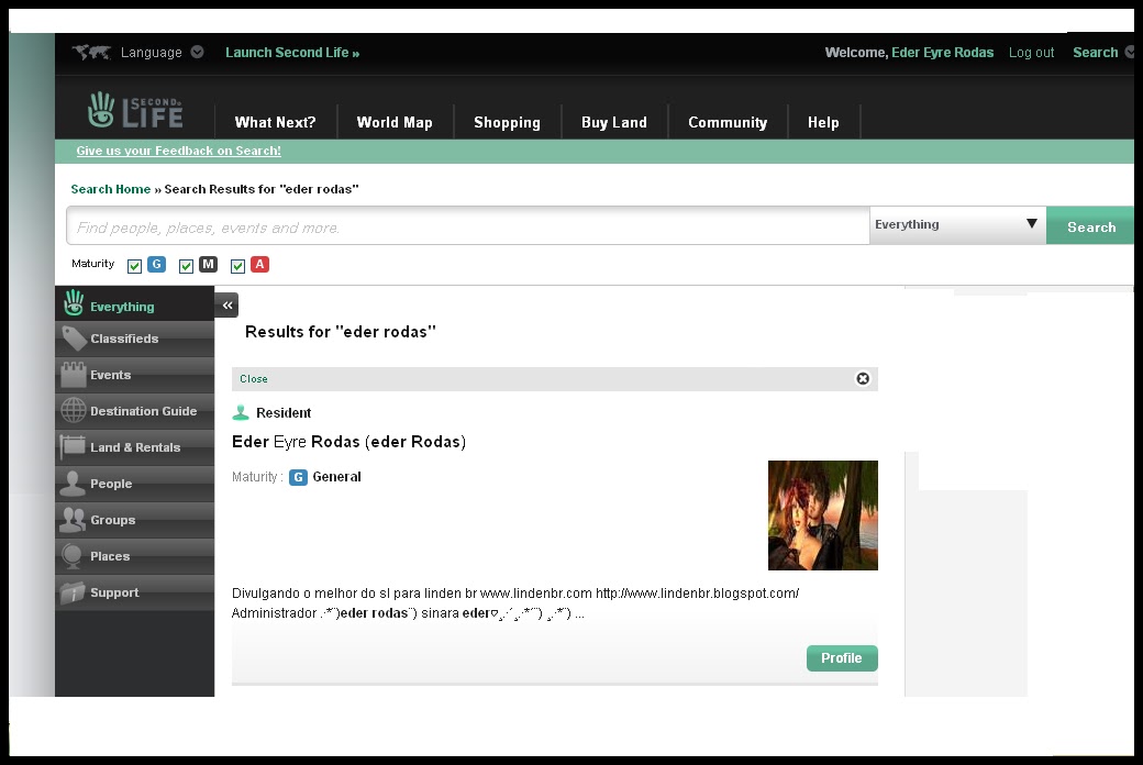 Second Life Residents: EDITANDO PERFIL SEM LOGAR NO SL