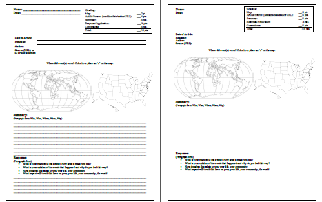 Current Events Form | TJ Homeschooling