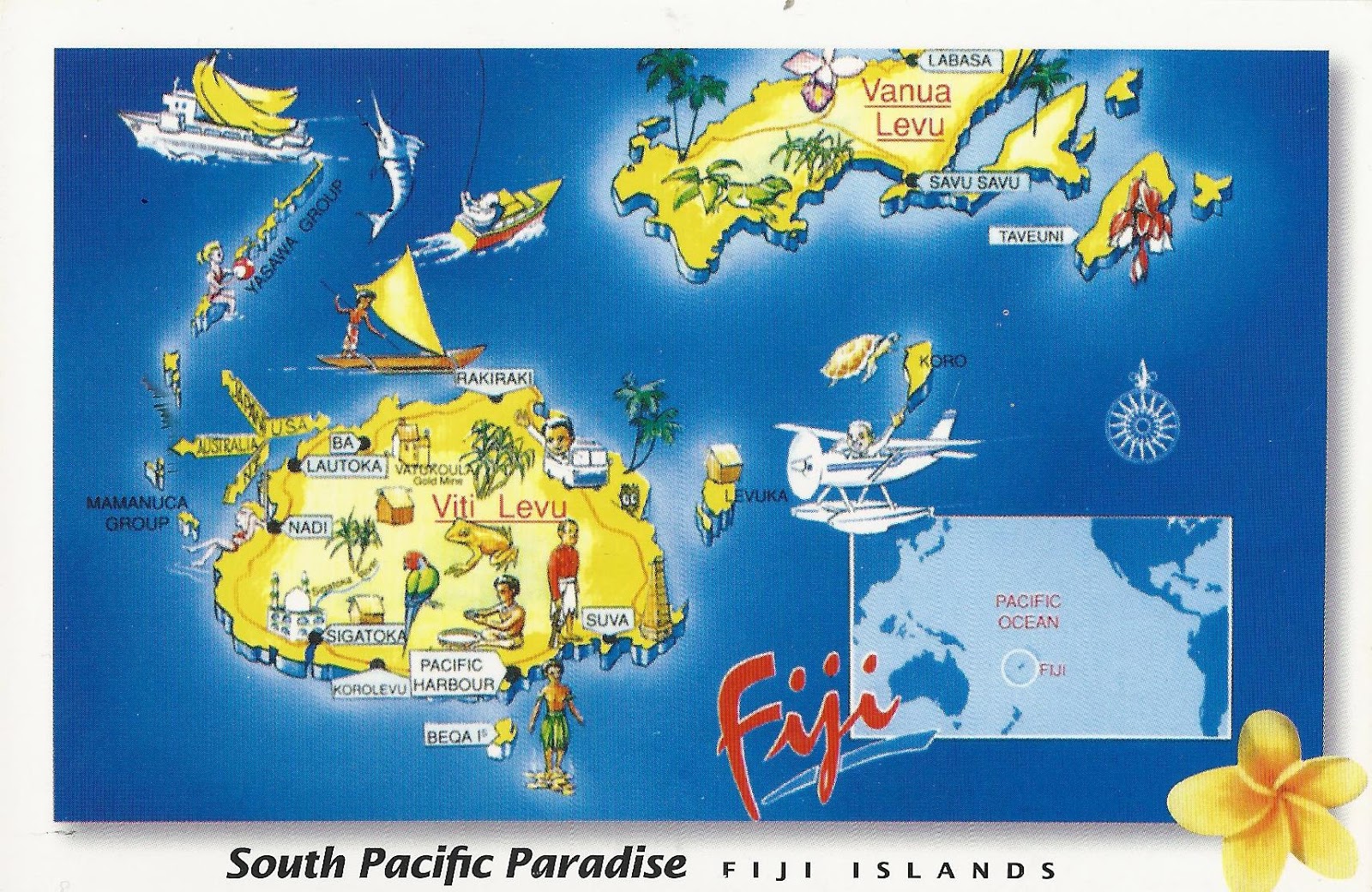 A Journey of Postcards: The map of Fiji
