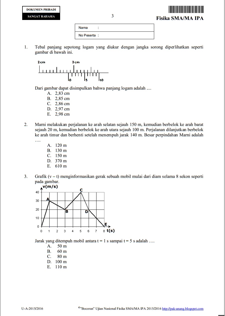 Contoh Soal Ujian Nasional ( UN ) Fisika SMA IPA 2016 - Kumpulan Contoh ...