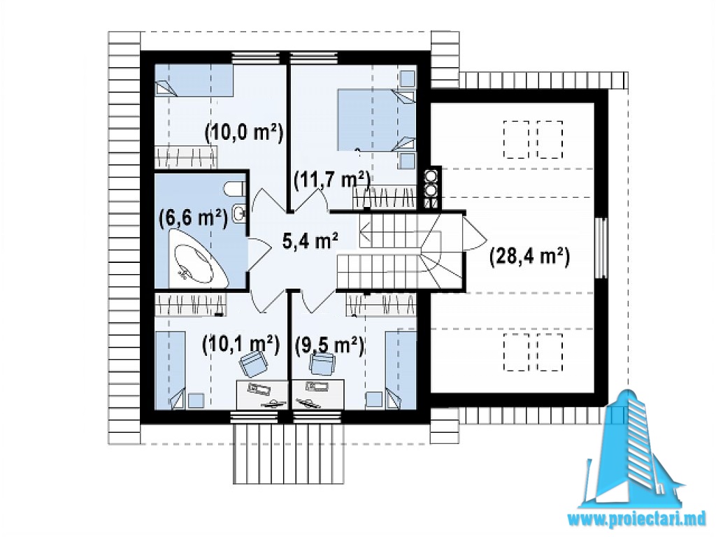 Proiecte de case: Proiect de casa cu mansarda si garaj 218