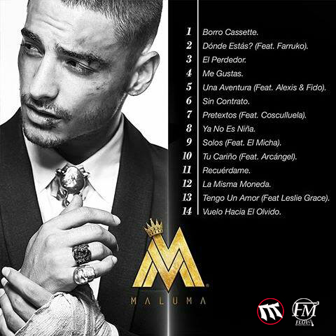 Maluma comparte el tracklist de su proximo álbum - hgggh