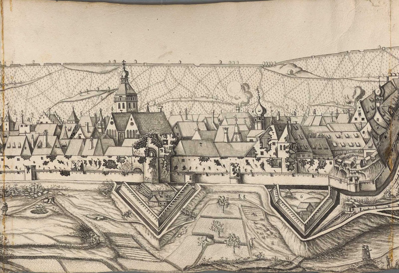 Regensburg historisch: 1640 - Bilderserie Ansicht der zerschossenen ...