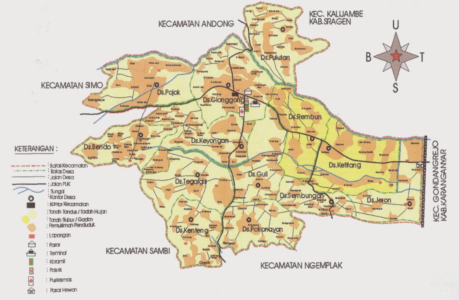 Peta Administrasi Boyolali: Peta Kecamatan Nogosari