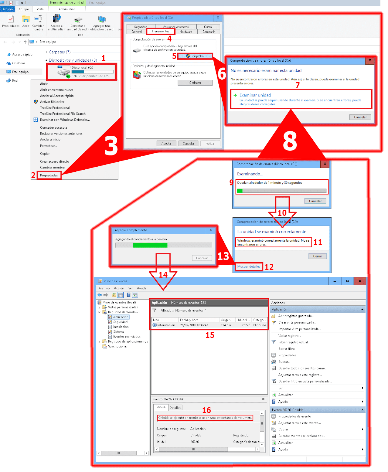 Pantallazos.es: Microsoft Windows GUI: CHKDSK (Check Disk).
