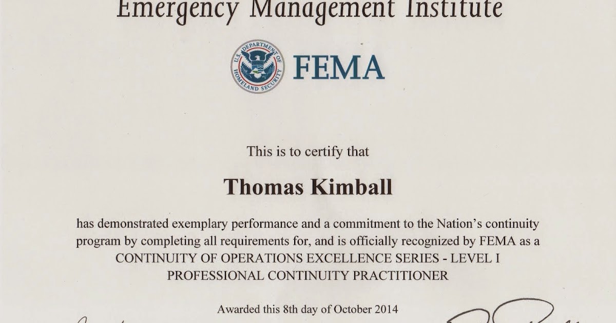 Thomas Quick Kimball WA8UNS Blog : FEMA Continuity of Operations ...
