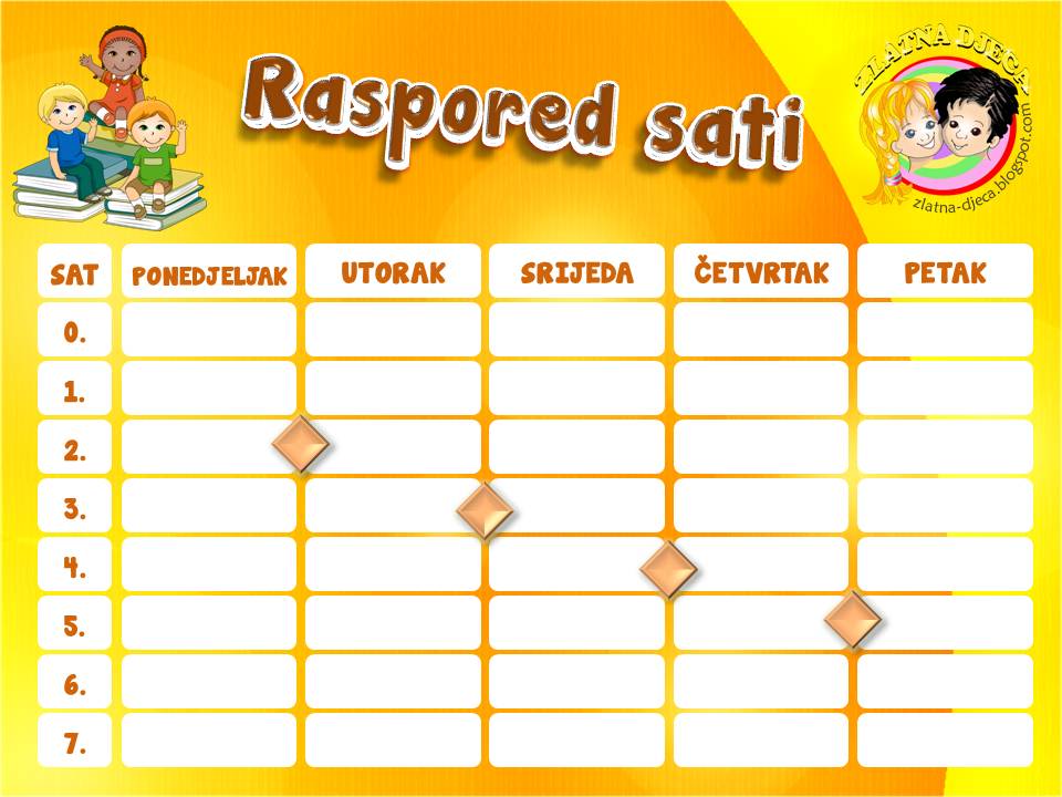 Zlatna djeca: Raspored sati