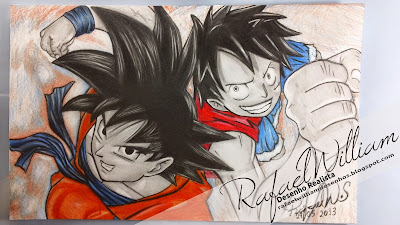 Rafael William Drawing Pencil: Goku e Luffy juntos!!!