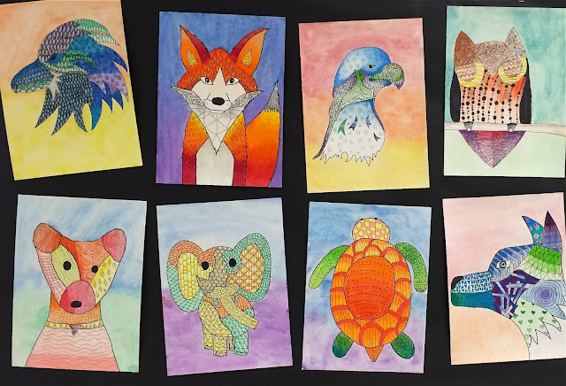 Sixth Grade Art with Mrs. Baxter: Animal Zentangle Project: Drawing and ...