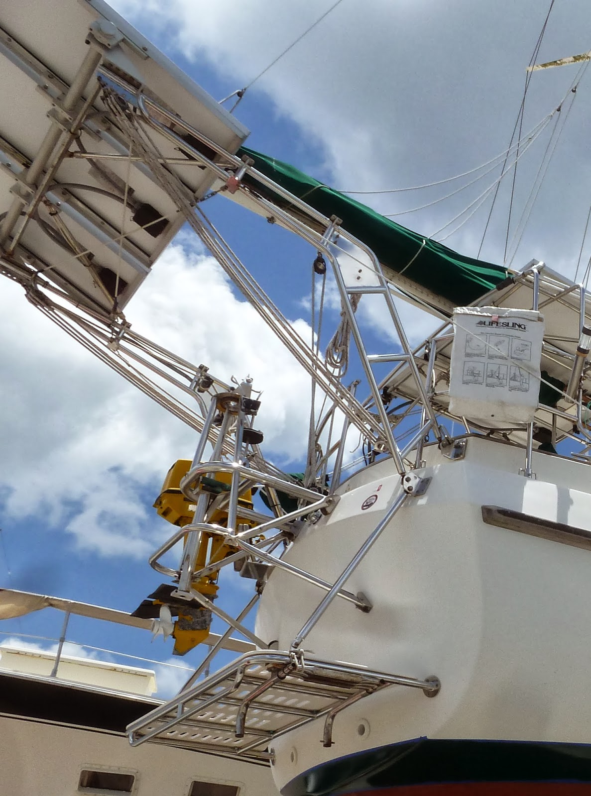 MEMORY ROSE: Davits, Solar Panels, Monitor Windvane, Swim/Dive platform ...