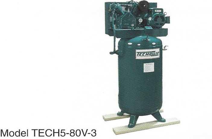 MEADE ENTERPRISES: 5 Hp. Techquip Air Compressor. ( 2-Stage Cast Iron ...