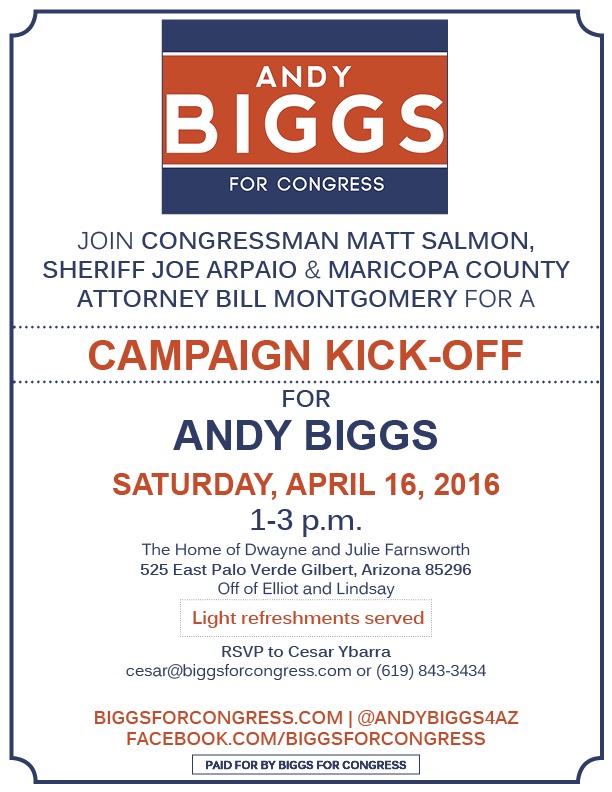 Maricopa County Republicans: Andy Biggs for Congress Kick Off Campaign