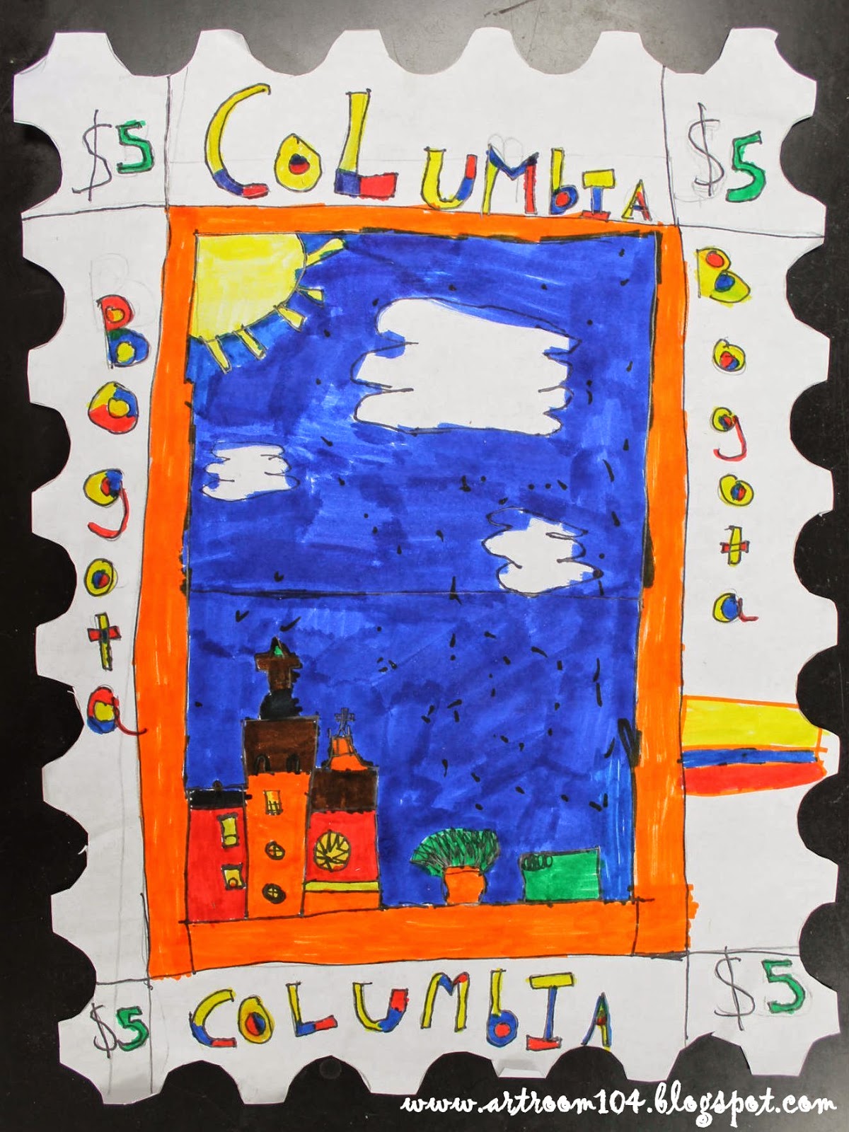 Art Room 104: 6th Grade: Foreign Country Stamp Designs