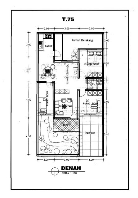12 Konsep Penting Denah Rumah Dan Toko Satu Lantai