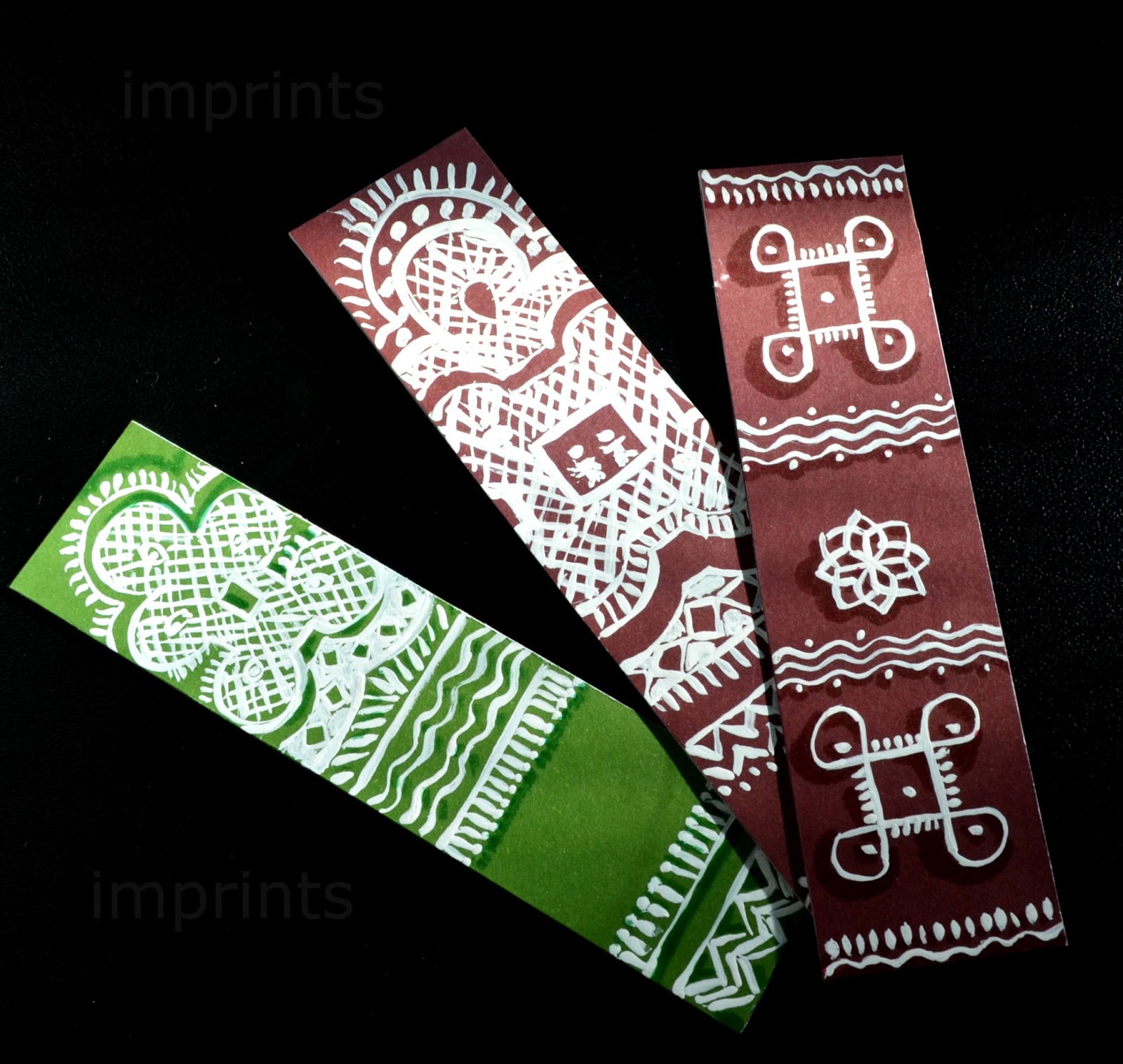imprints handmade: Rangolis on my bookmarks