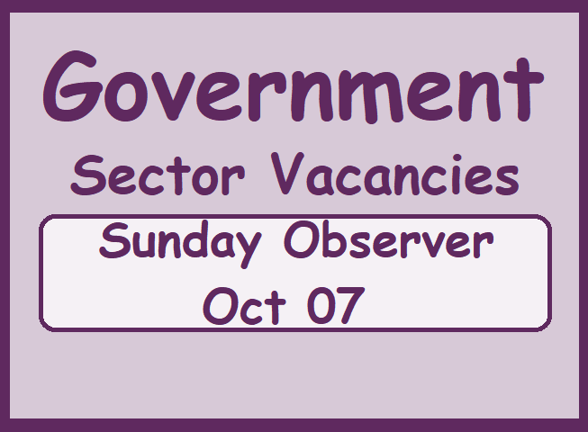 Government Sector Vacancies on Sunday Observer (Oct 07) - Teacher