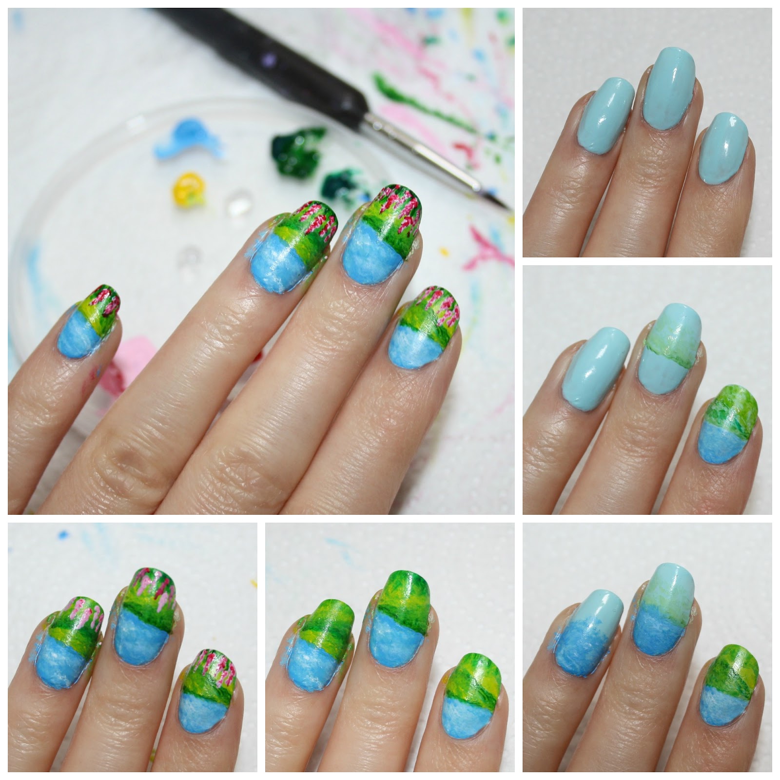 Spring Countryside Landscape Nails