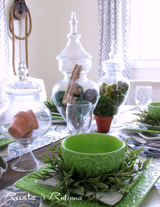 Shades of Green Tablescape for Spring | Rustic & Refined