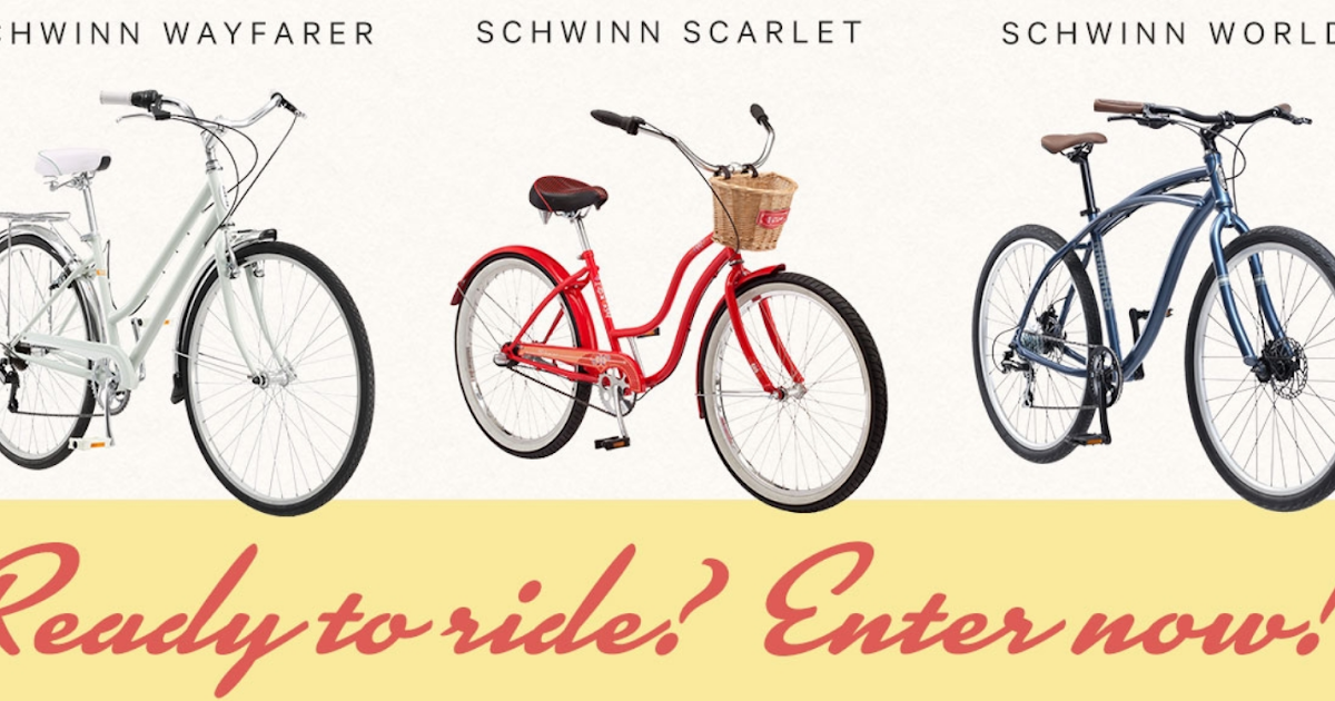 Schwinn Bicycle Giveaway - 3 Winners Win a New Bike and $150 Unique ...