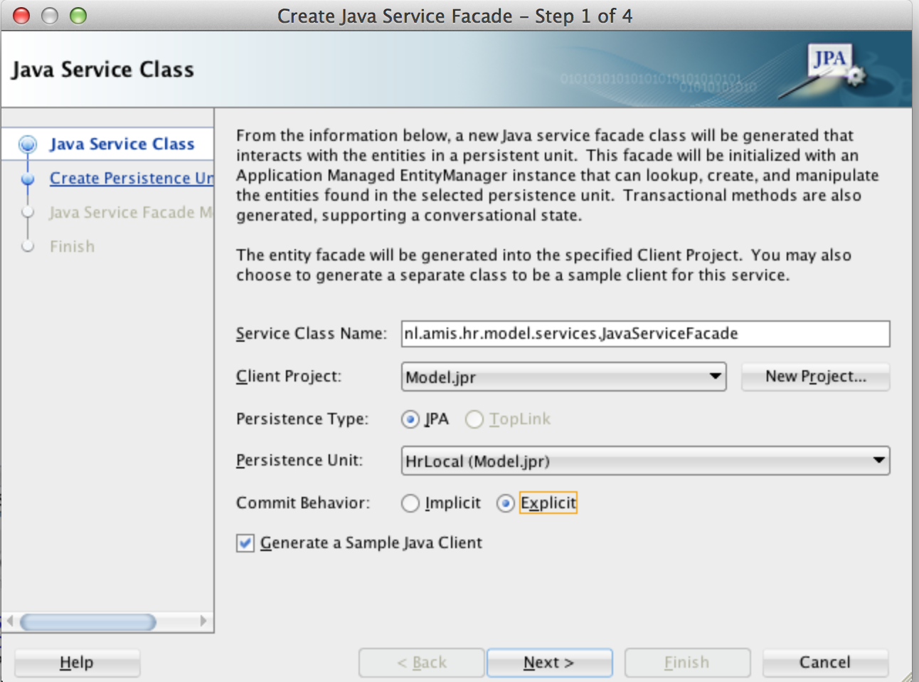 Java / Oracle SOA blog: JDeveloper 12.1.2 EJB & Java Service Facade Datacontrol
