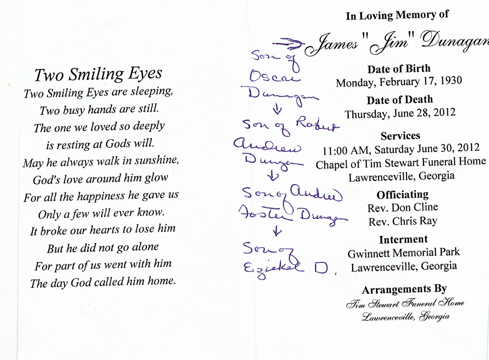 The Dunagan Family: 2012