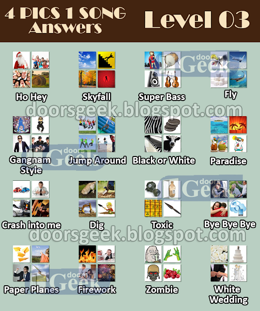 4 Pics 1 Song - Level 3 Answers ~ Doors Geek