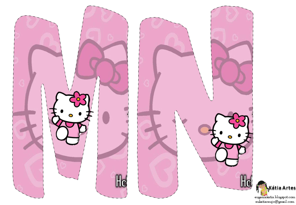 Alfabeto de Hello Kitty en fondo rosa. - Oh my Alfabetos! | Coisas da ...
