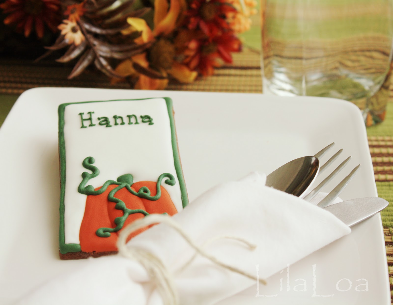 Pumpkin Name Card Cookies