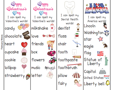 Freebielicious: Word Work: February Words