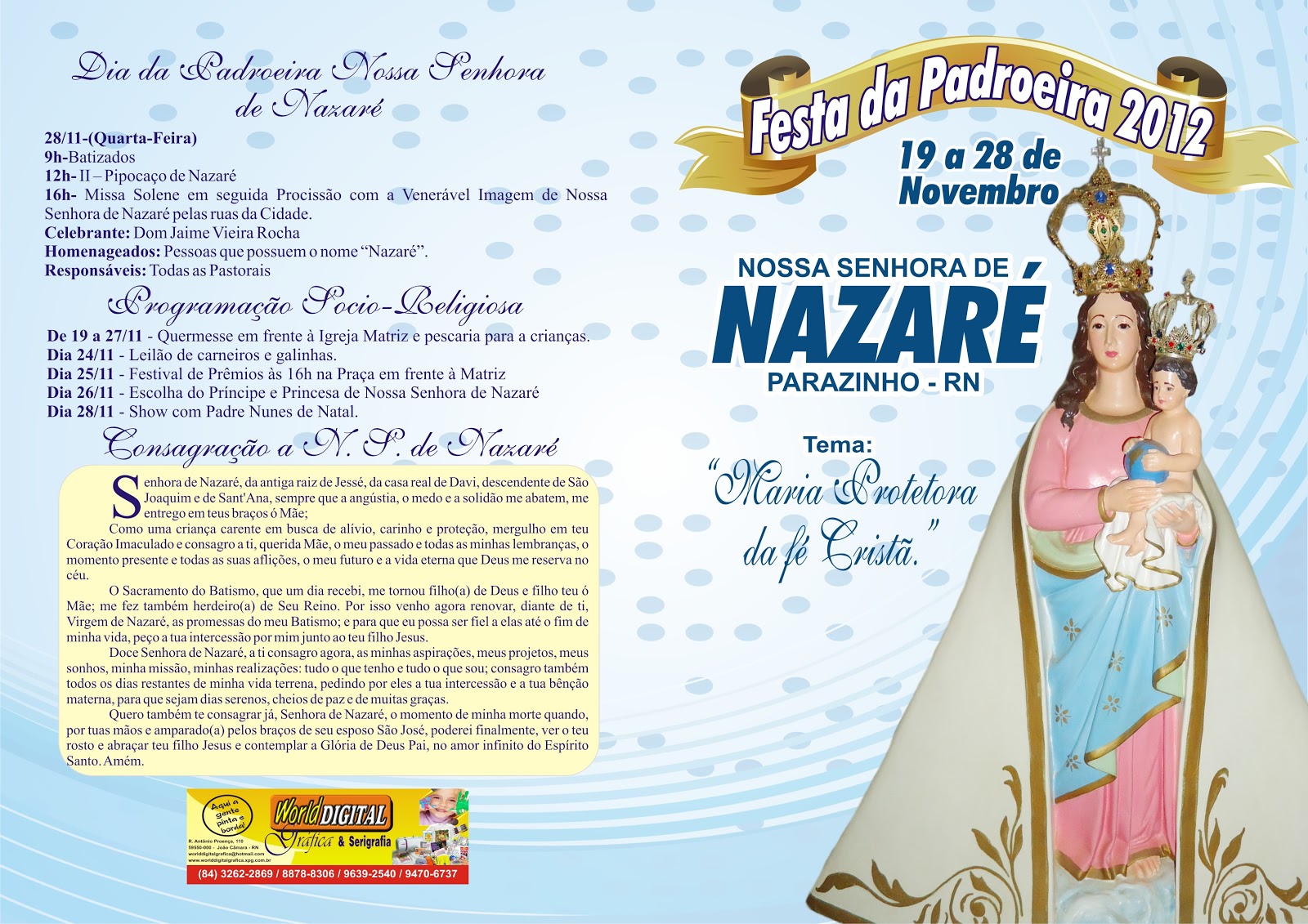 Programação Da Festa De Nossa Senhora De Nazaré 2012 Parazinho Na MÍdia