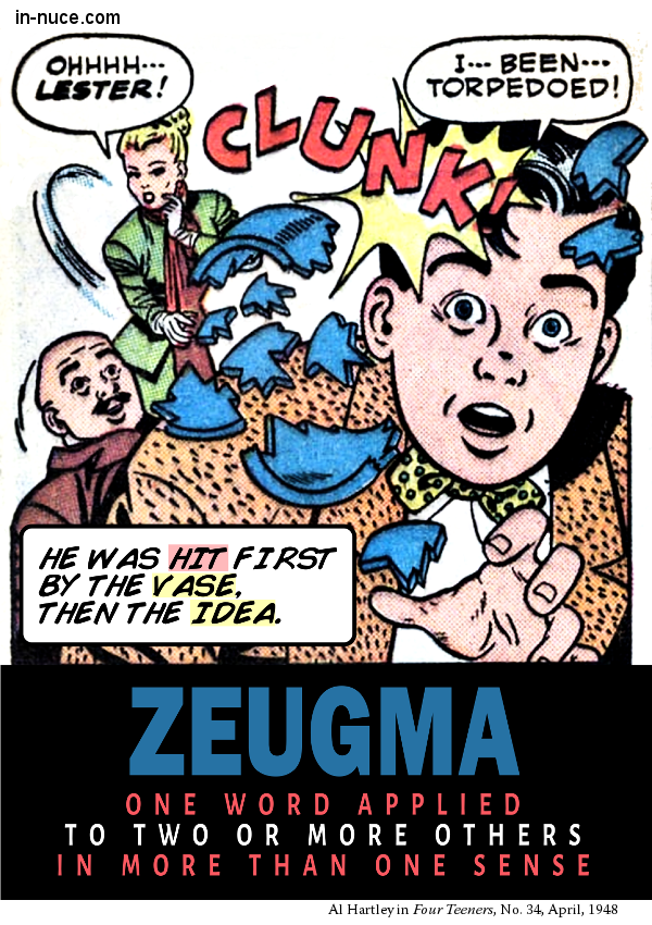 In Nuce: Zeugma: One word used in more than one sense